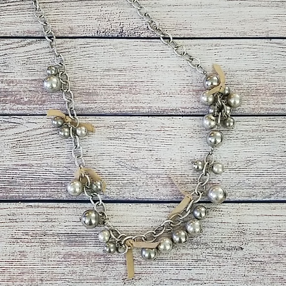 LOFT | Jewelry | Silver Chain Necklace With Ribbon Accents | Poshmark